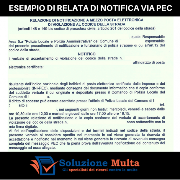 Notifica della multa via pec (posta elettronica certificata)